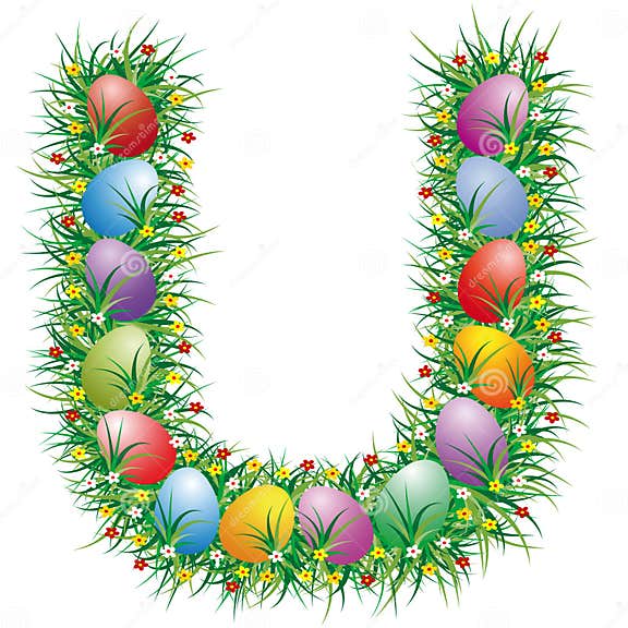 Easter letter U stock vector. Illustration of decoration - 4518263