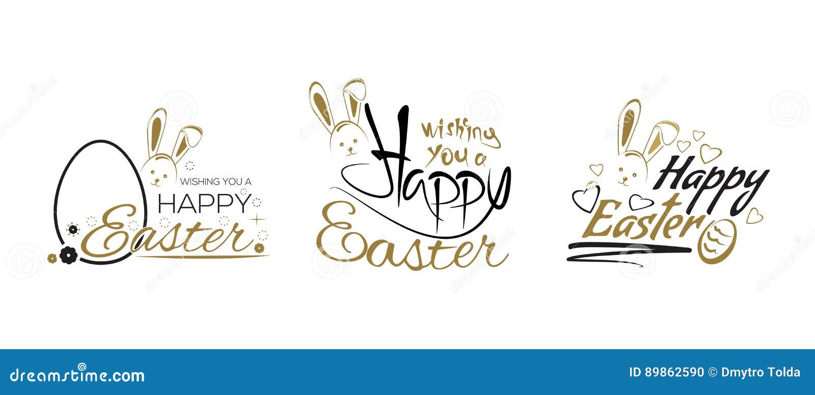 Easter Lettering Design Set with Easter Bunny Stock Vector ...