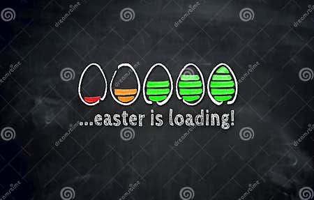 Easter is Loading Concept with Eggs on Blackboard Stock Image - Image ...