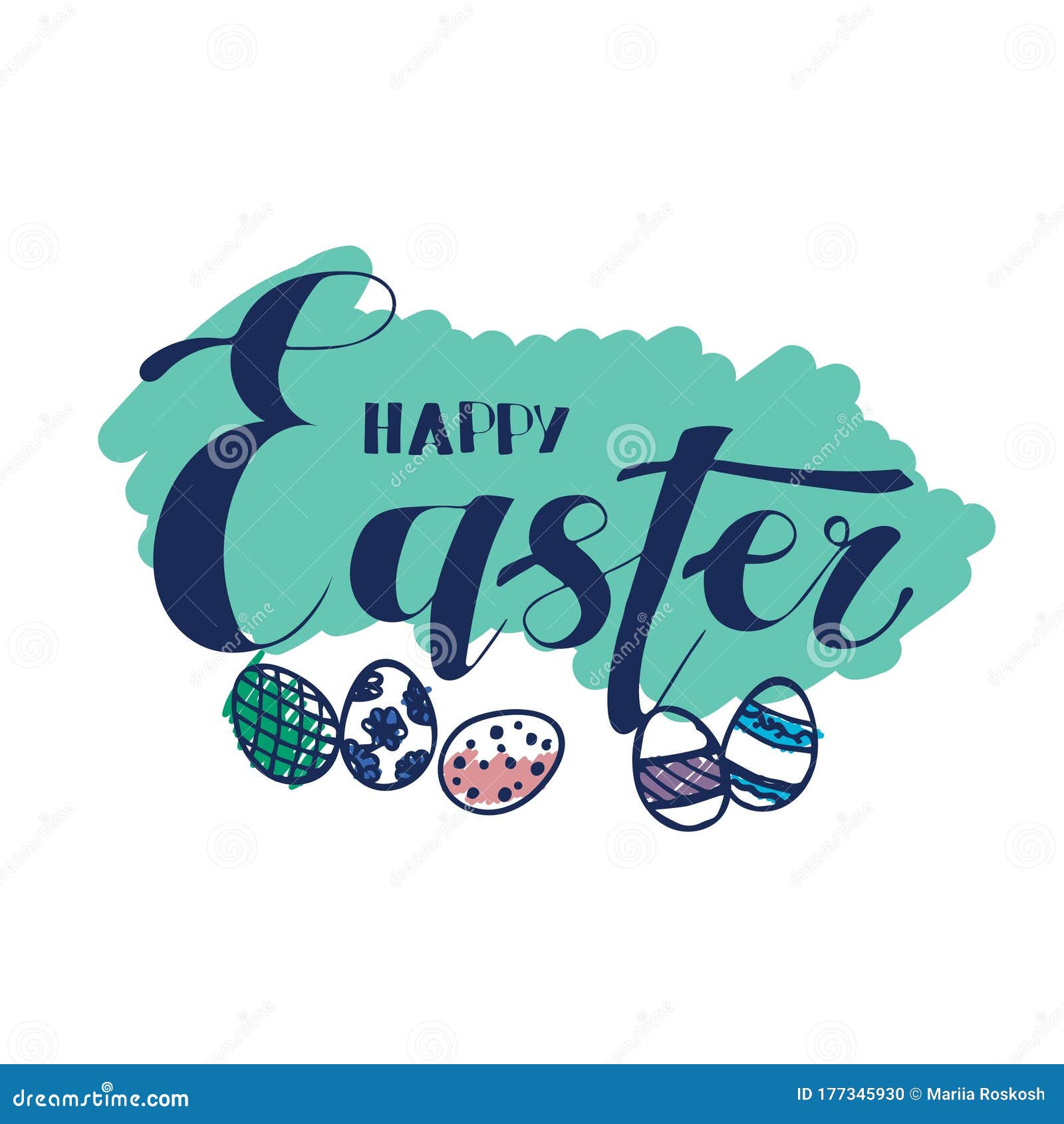 An Easter Logo with Hand Drawn Easter Eggs Stock Vector - Illustration ...