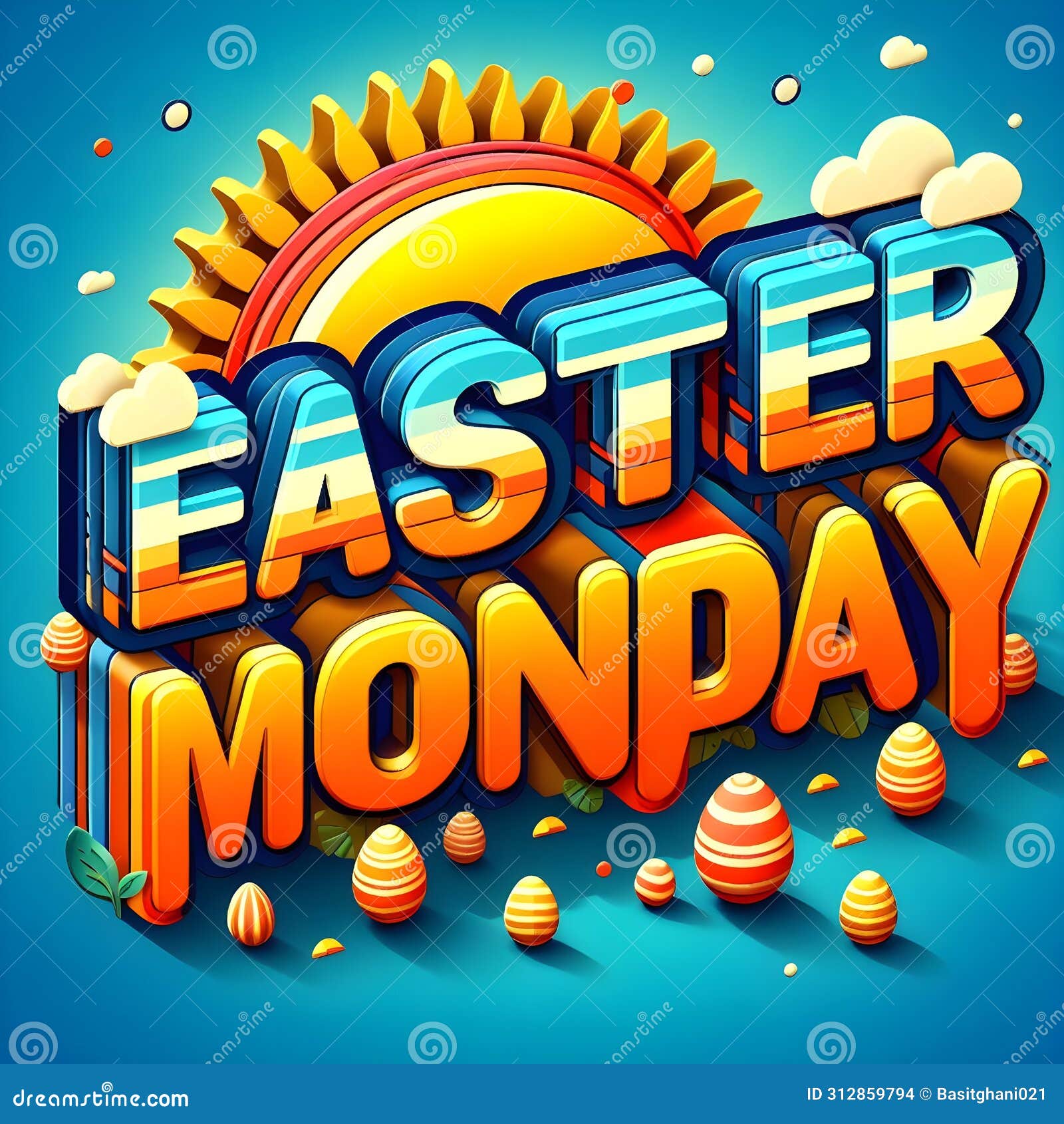 Easter Monday 3D Text Effect - Easter Monday Cartoon Style 3D Premium ...