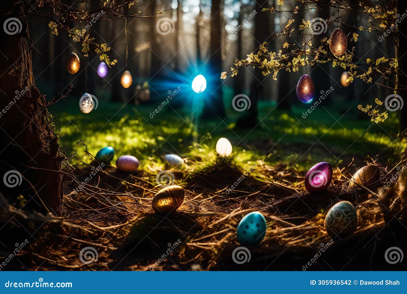 Easter Monday S Celestial Egg Hunt in a Mystical Forest, Where Glowing ...