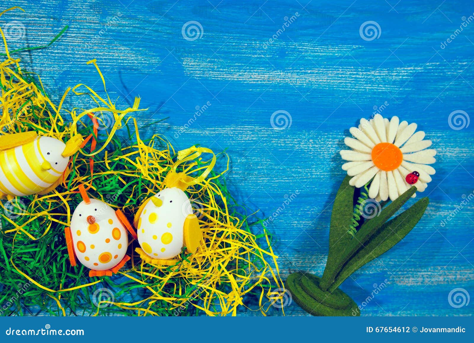 Easter Motives on a Blue Wooden Background Stock Photo - Image of food ...