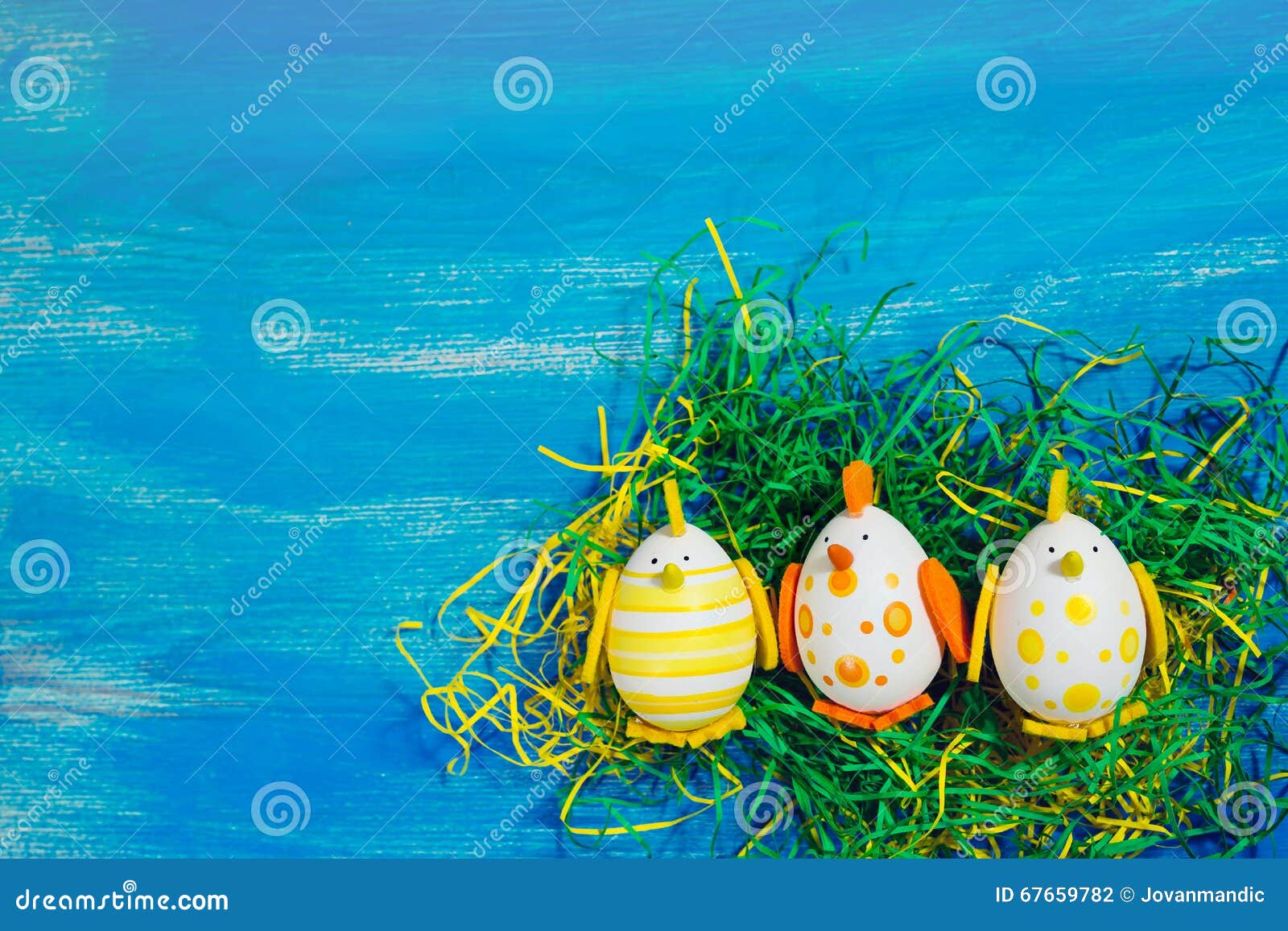 Easter Motives on a Blue Wooden Background Stock Photo - Image of color ...