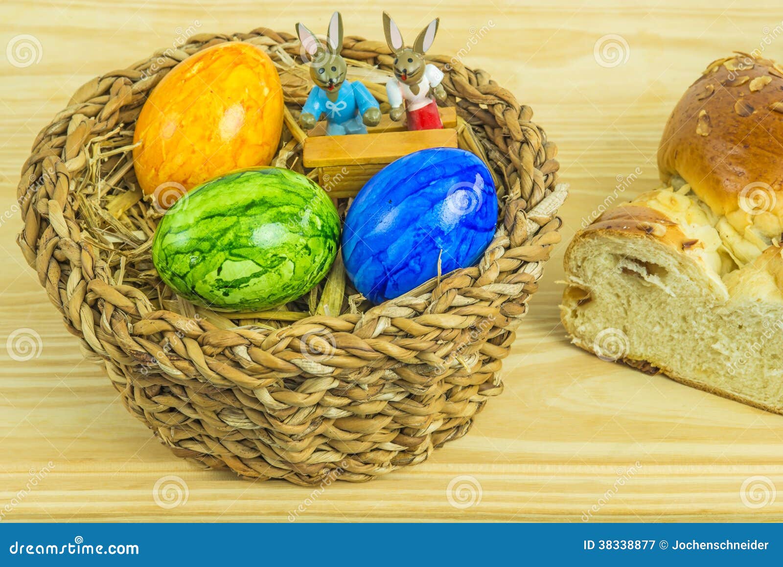 Easter Nest with Breaded Yeast Bun Stock Image - Image of dessert ...