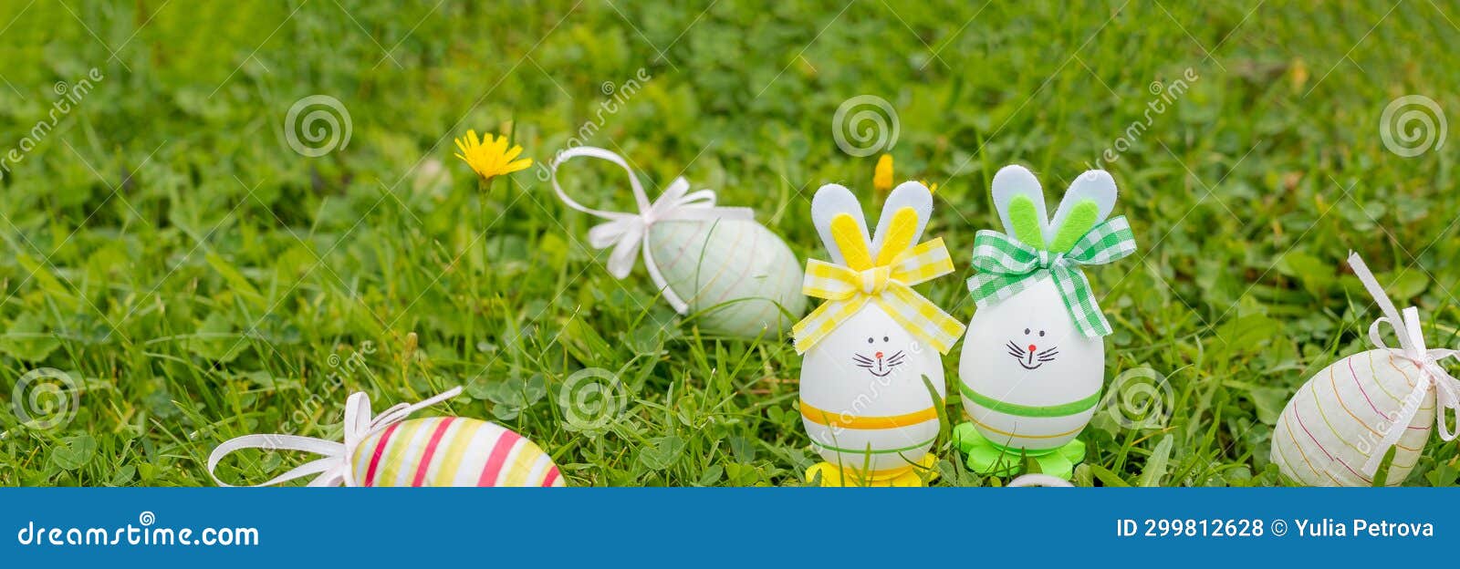 Easter Object. Colored Hand Painted Easter Eggs with Bunny Ears ...
