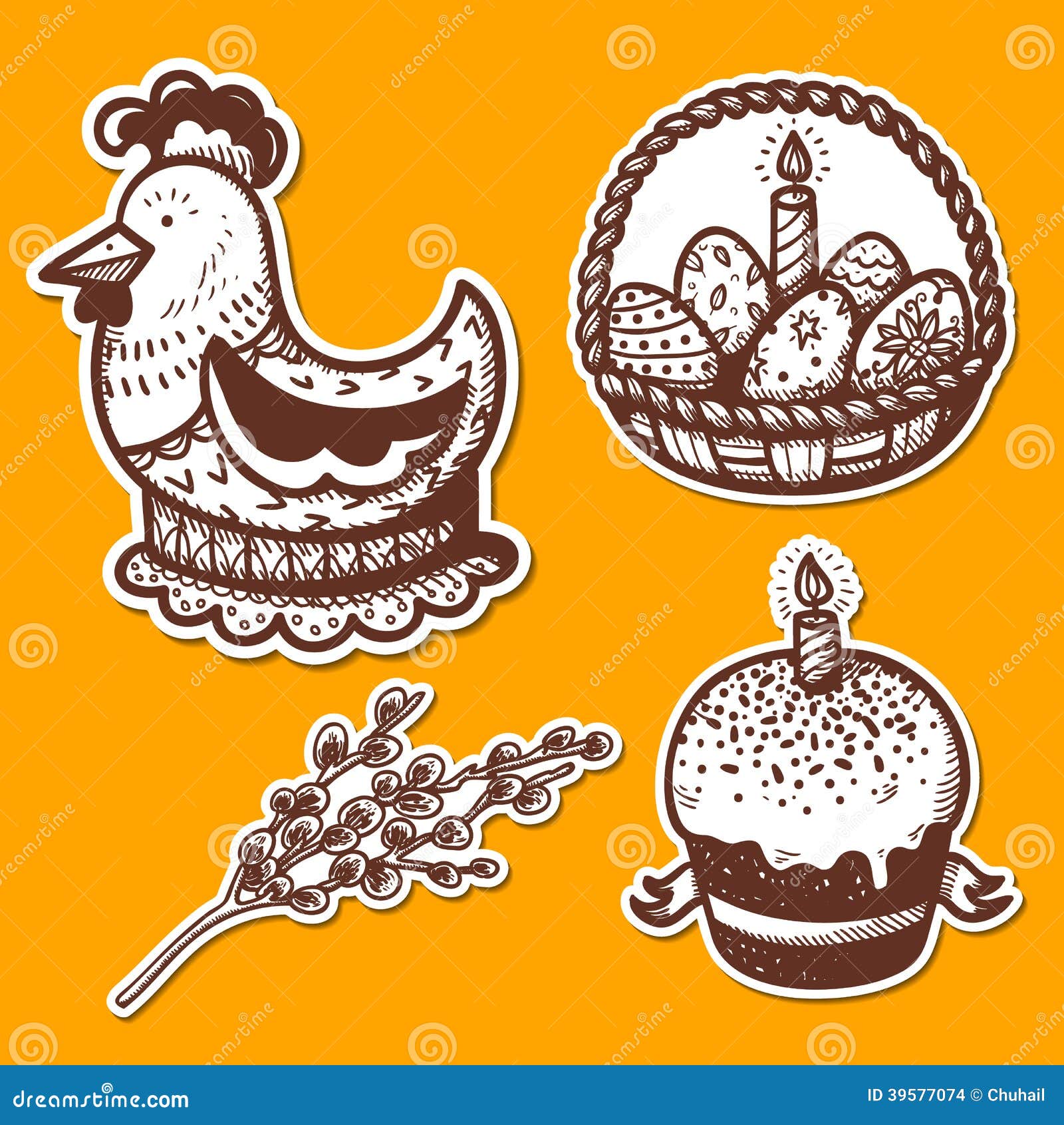 Easter Objects Stickers Collection. Stock Vector - Illustration of ...