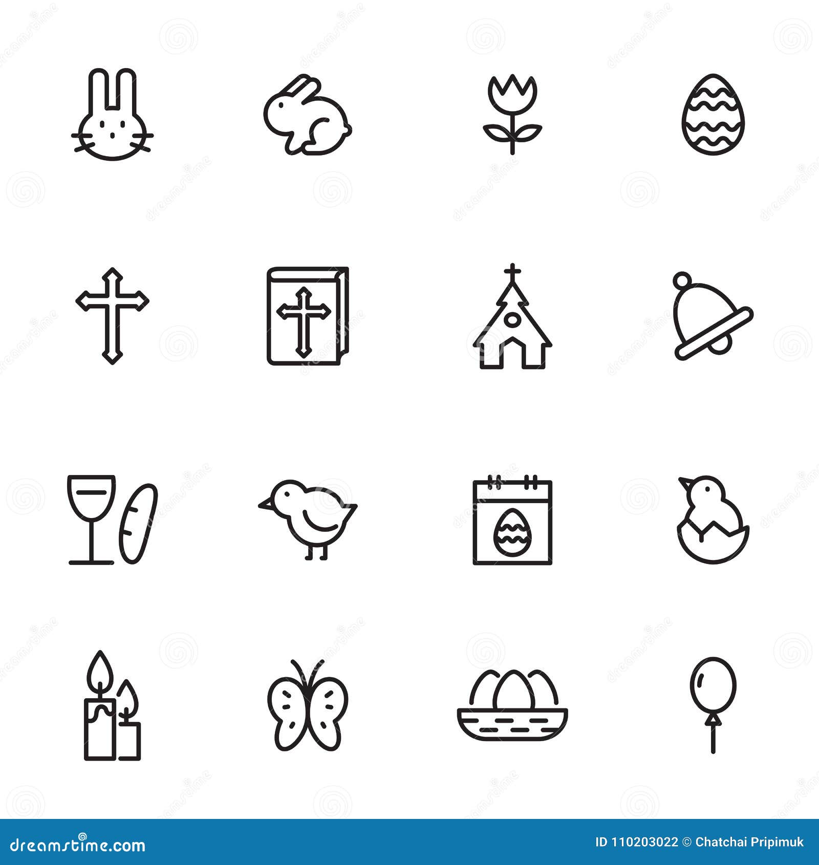 Easter Outline Icon, Vector Stock Vector - Illustration of rabbit ...