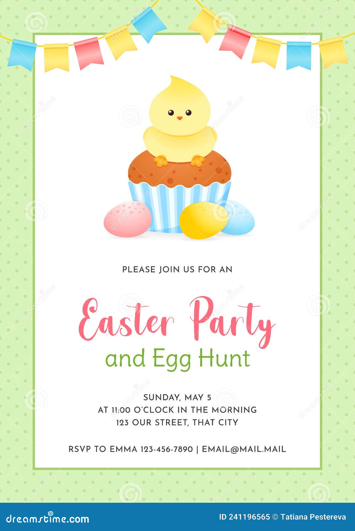 Easter Party and Egg Hunt Invitation Stock Vector - Illustration of ...