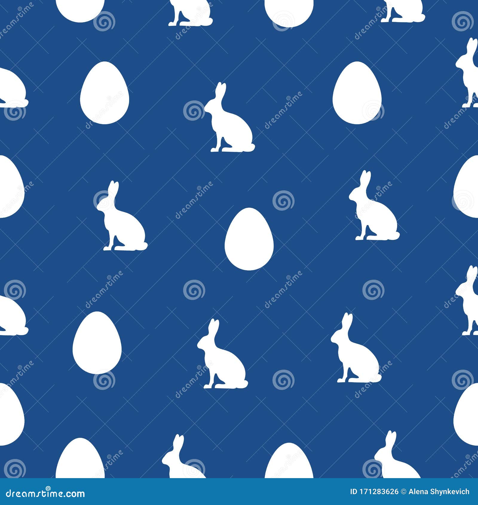 Easter Pattern Classic Blue Bunny Stock Illustration - Illustration of ...