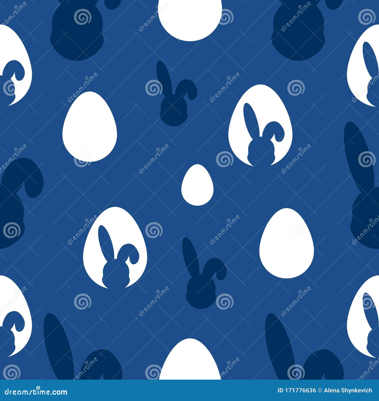 Easter Pattern Classic Blue Bunny Stock Illustration - Illustration of ...