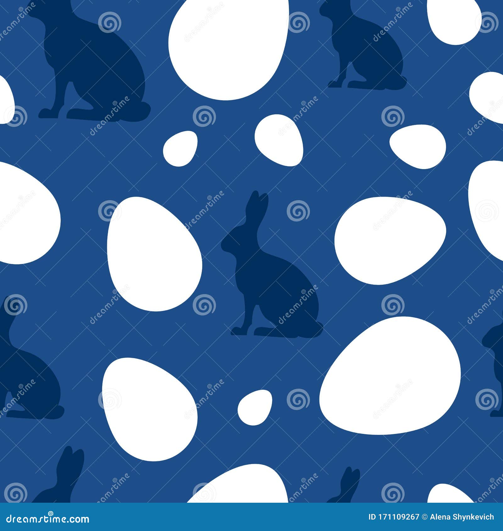 Easter Pattern Classic Blue Bunny Stock Illustration - Illustration of ...