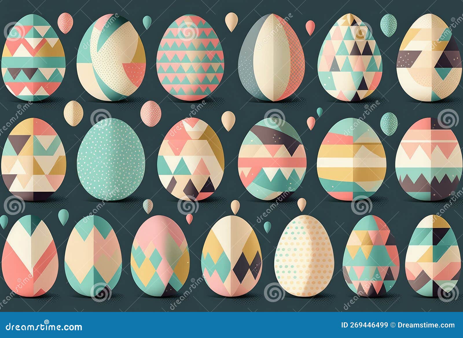 Easter Pattern with Colorful Geometric Eggs, Holiday Background ...
