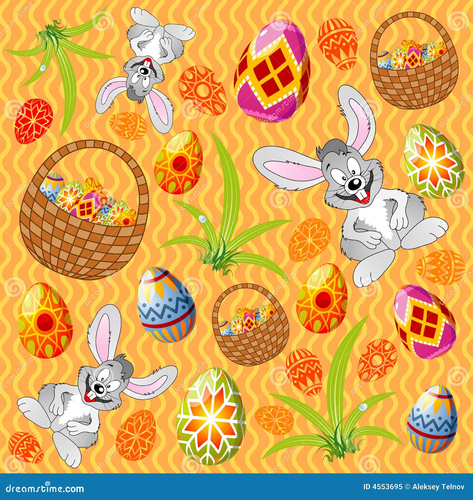 Easter Pattern With Decorated Hand Lettering Word And Eggs Silhouette ...