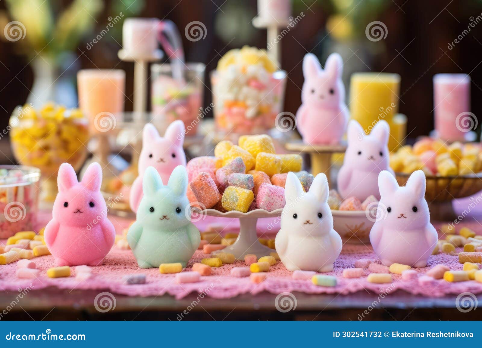 Easter Peeps Marshmallow Bunnies on the Dessert Table Create a Festive ...