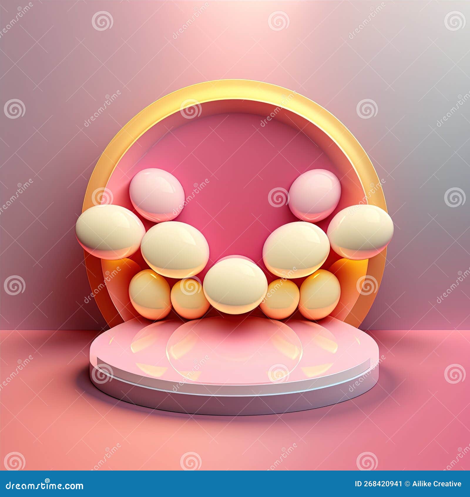 Easter Podium with Pink 3D Render Eggs Decorative for Product Display ...