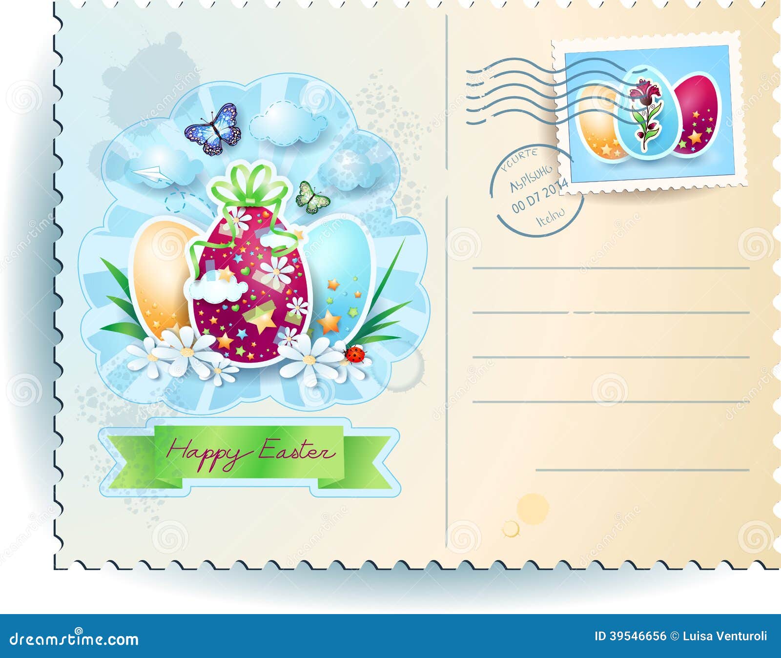 Easter postcard stock vector. Illustration of design - 39546656
