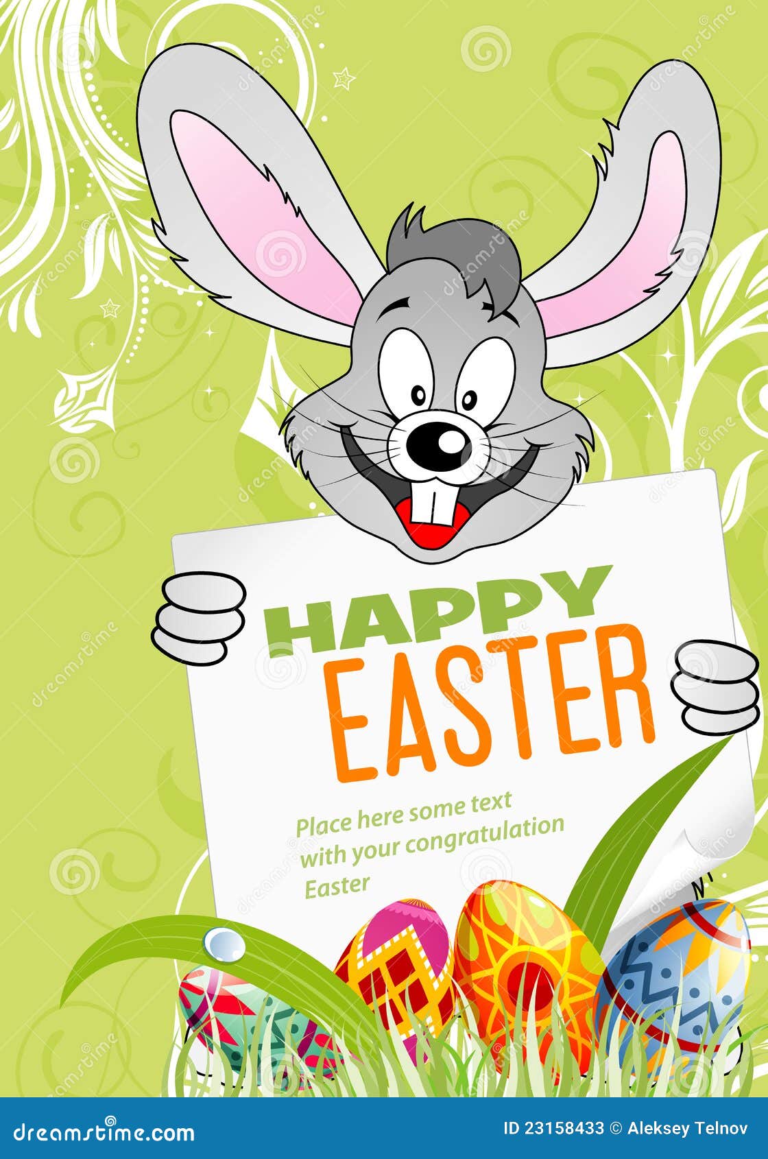Easter Poster with Eggs, Rabbit and Sheet of Paper Stock Vector ...