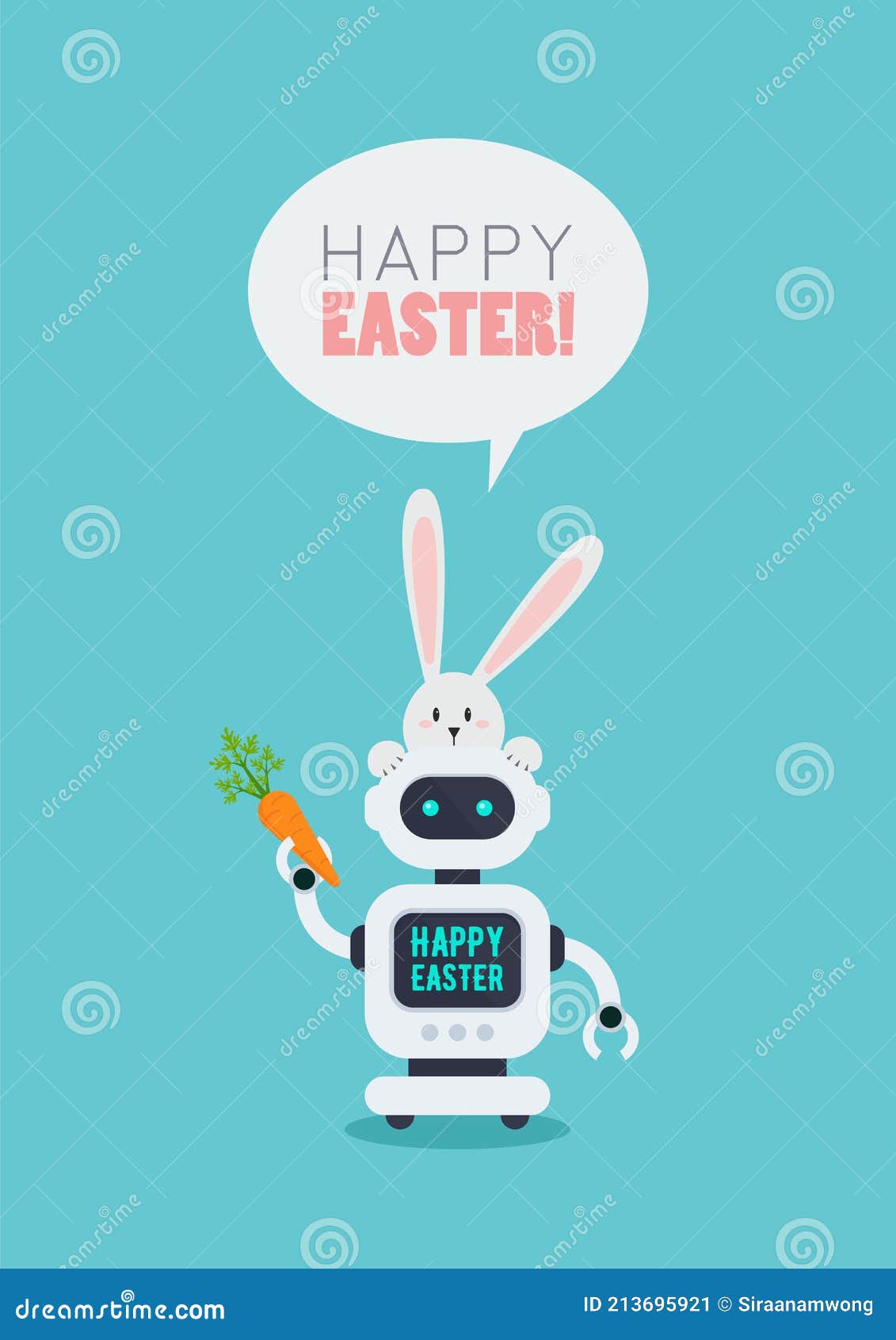 Easter Poster of Rabbit with Chatbot Holding Carrot Stock Vector ...
