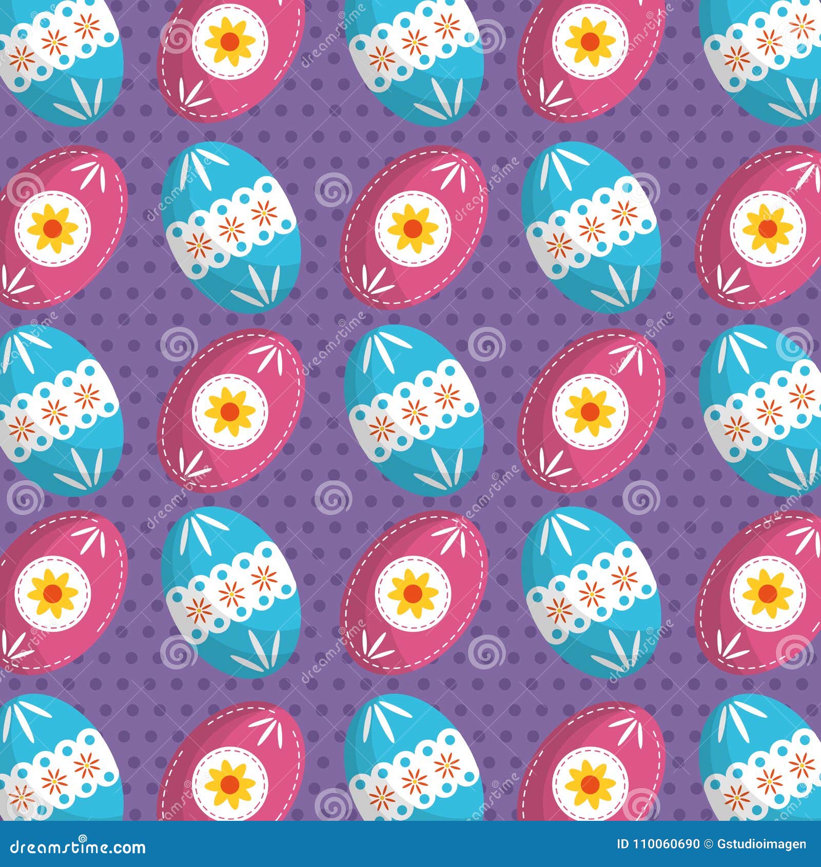 Easter Poster on a Repeating Decorated Egg Pattern Stock Vector ...