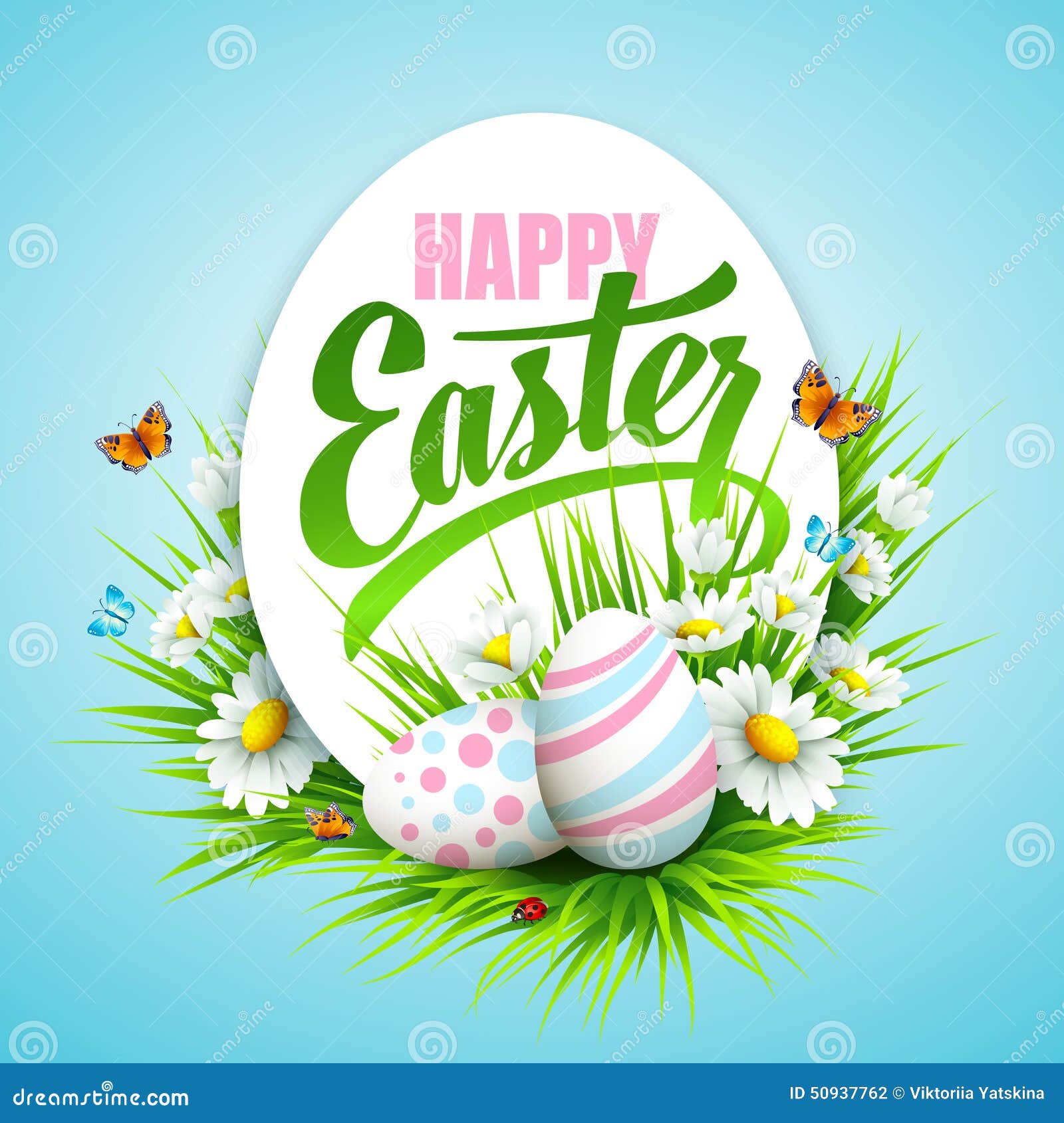 Easter Poster Template With 3d Realistic Eggs, Spring Pink Background ...