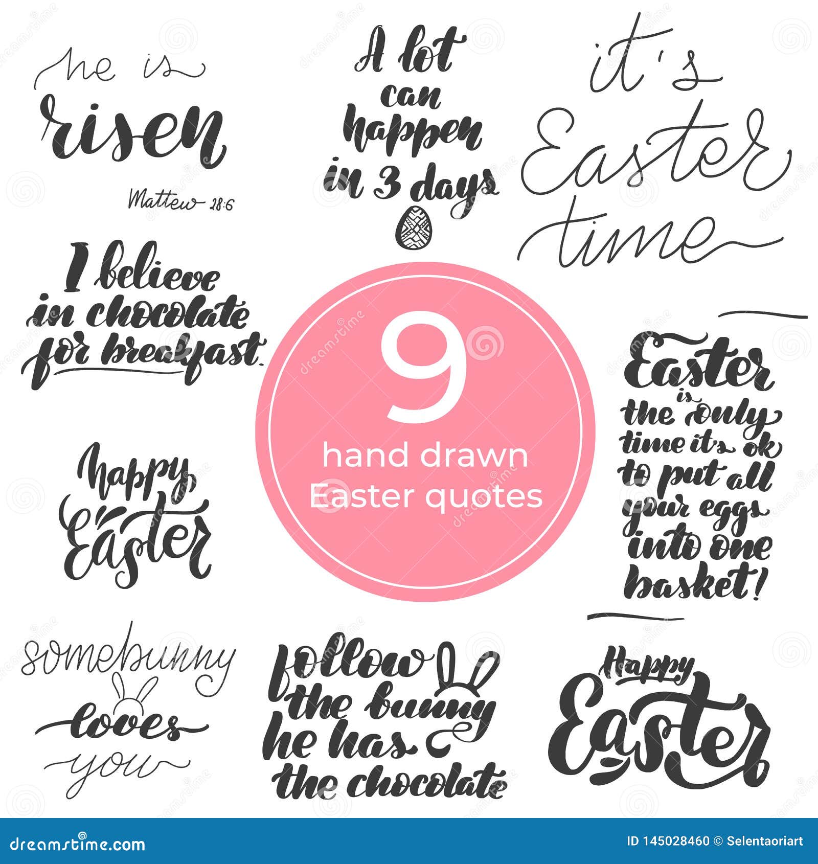 Easter quotes set stock vector. Illustration of concept - 145028460
