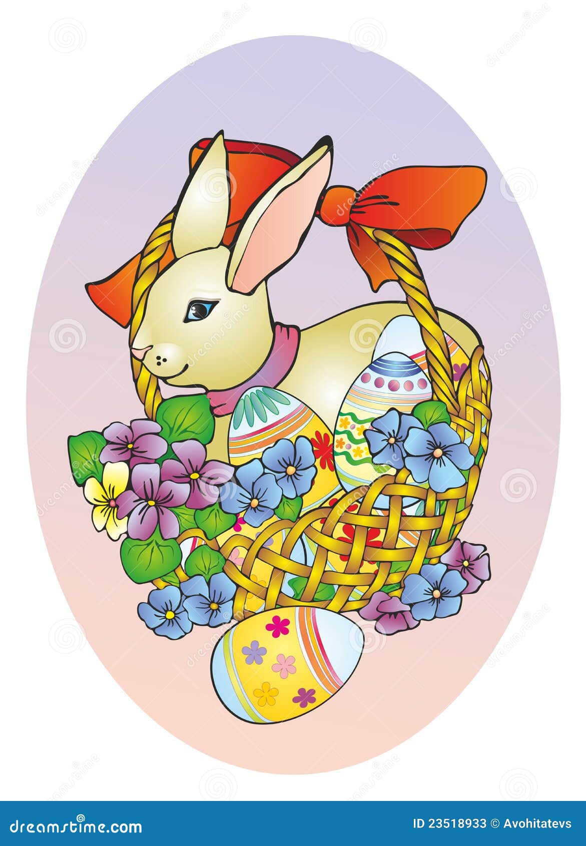 Easter rabbit in a basket stock vector. Illustration of vector - 23518933
