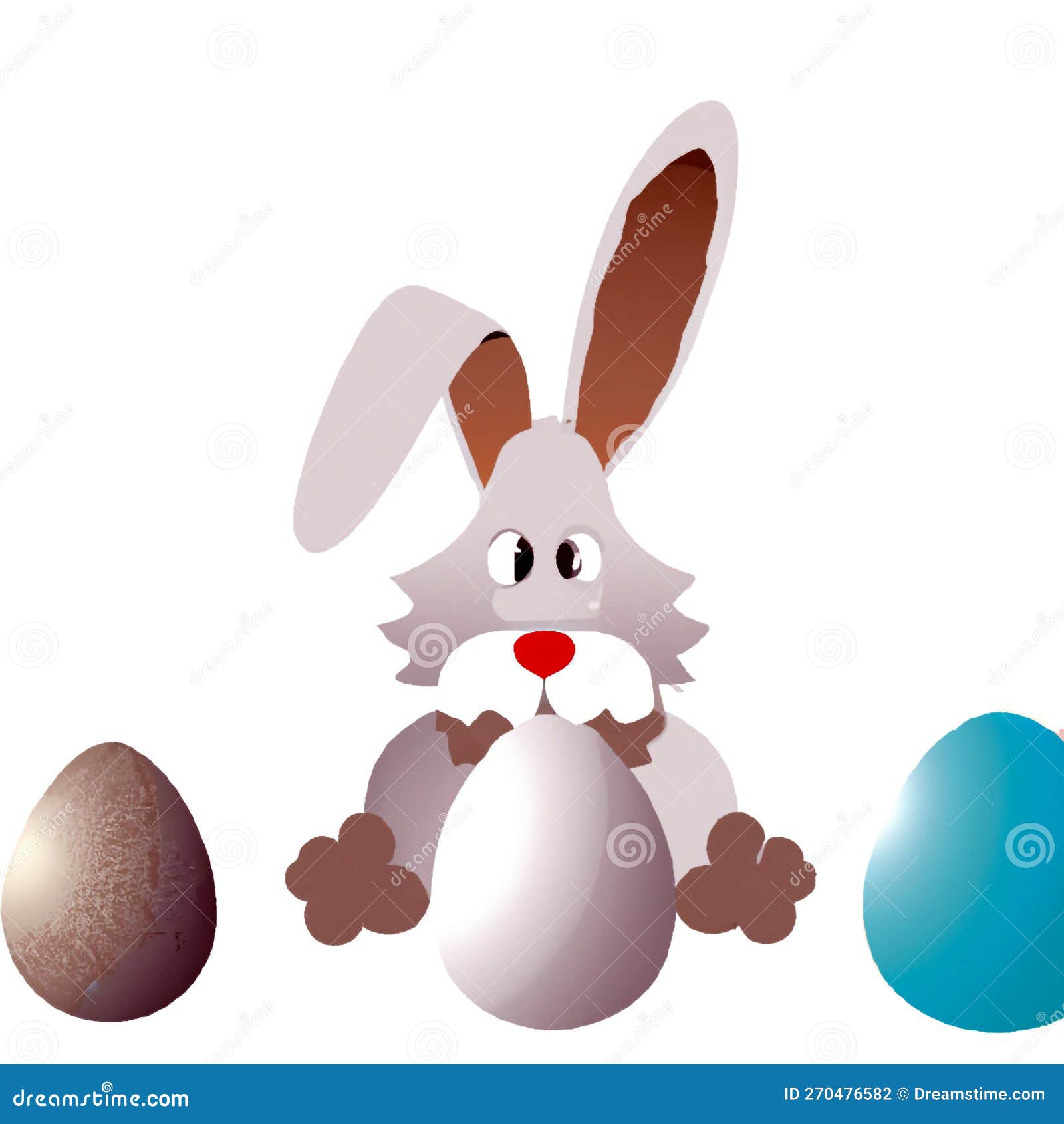 Easter Rabbit, Easter Bunny on White Background – Digital Illustration ...