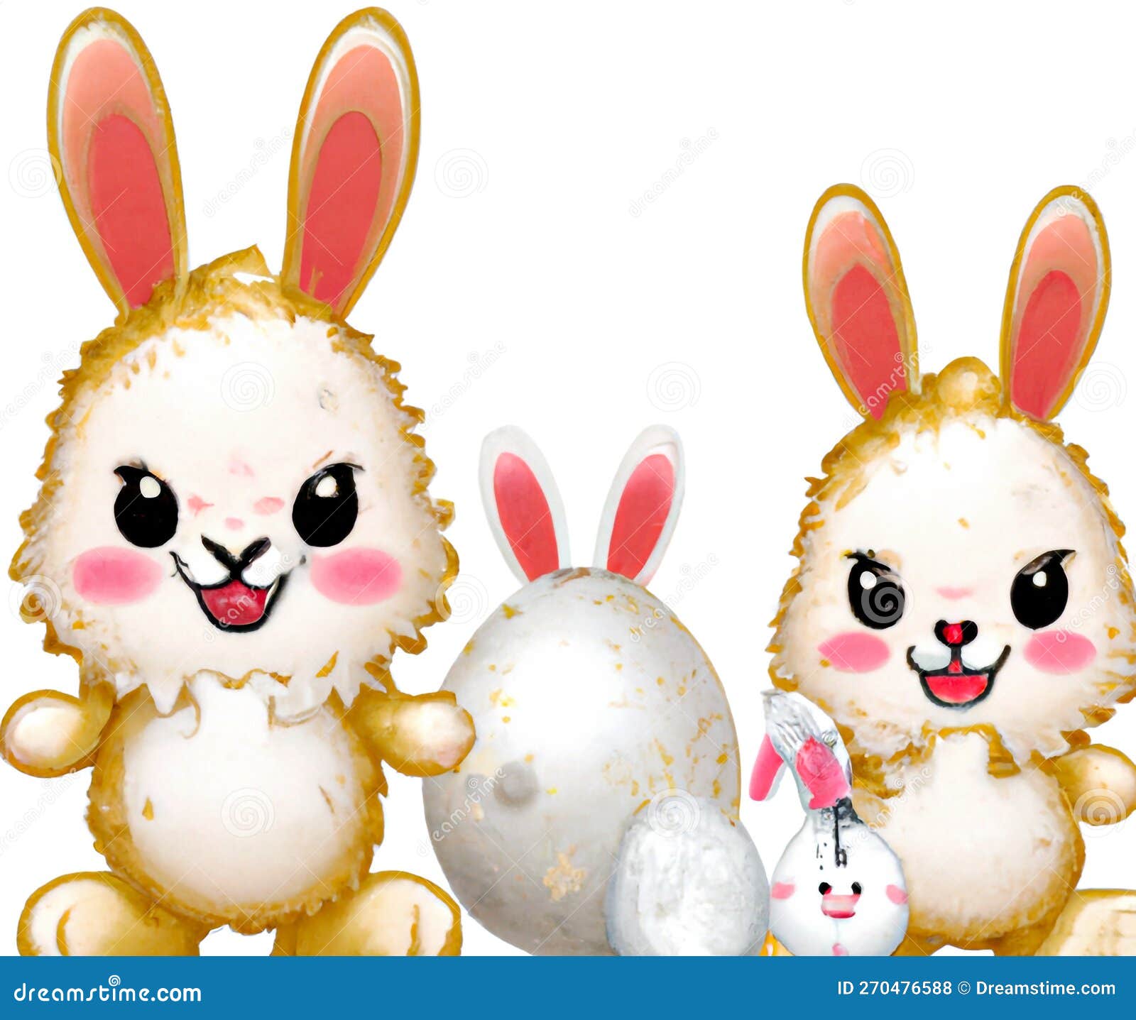 Easter Rabbit, Easter Bunny on White Background – Digital Illustration ...