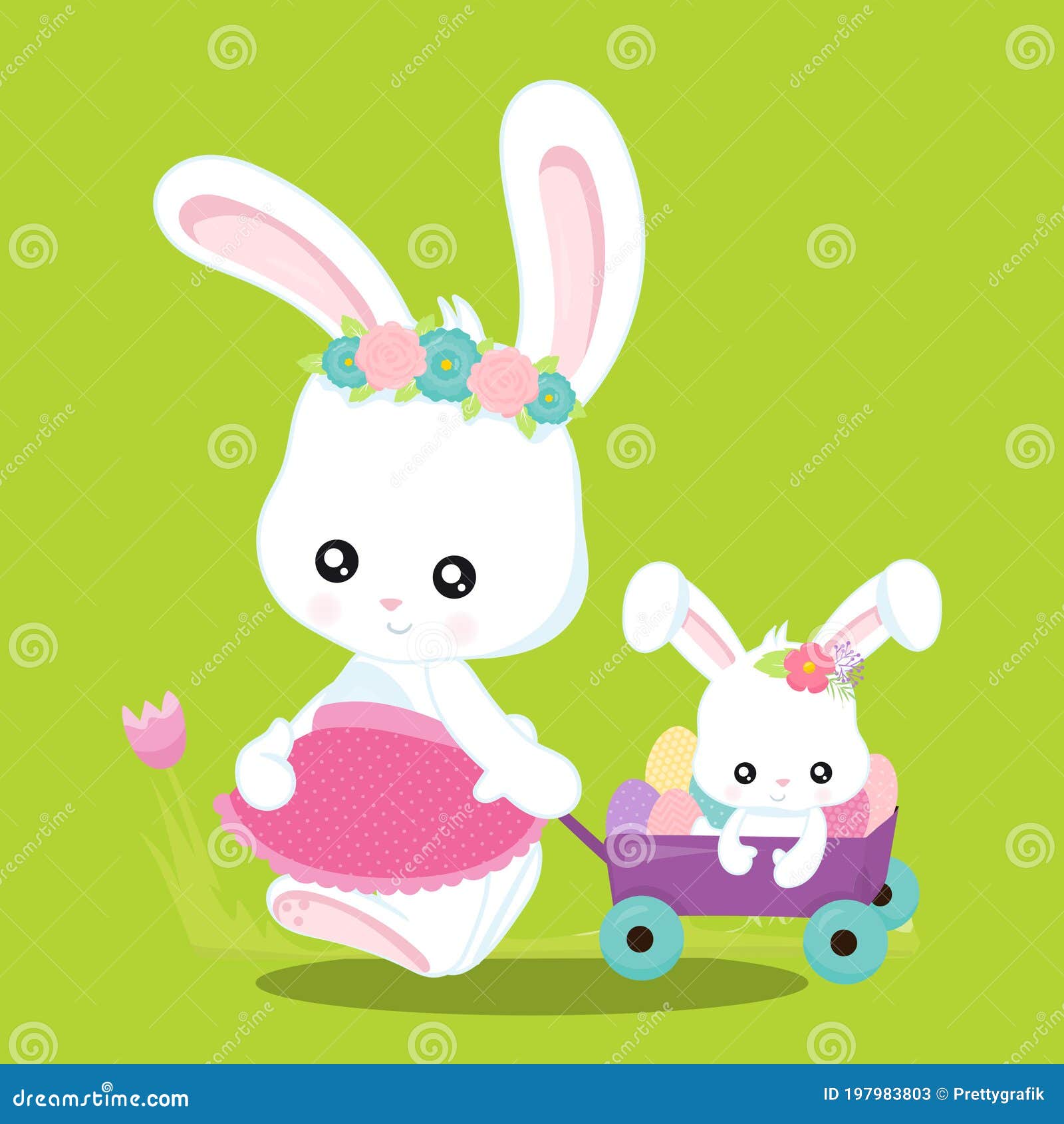 EASTER RABBIT CART 06 stock vector. Illustration of easter - 197983803