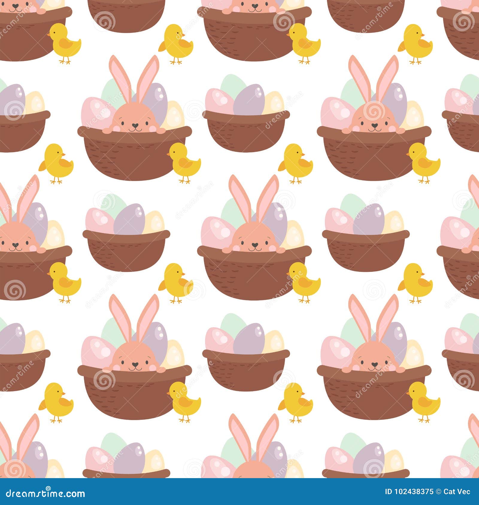 Easter Rabbit Character Bunny Seamless Pattern Background Vector Cute ...