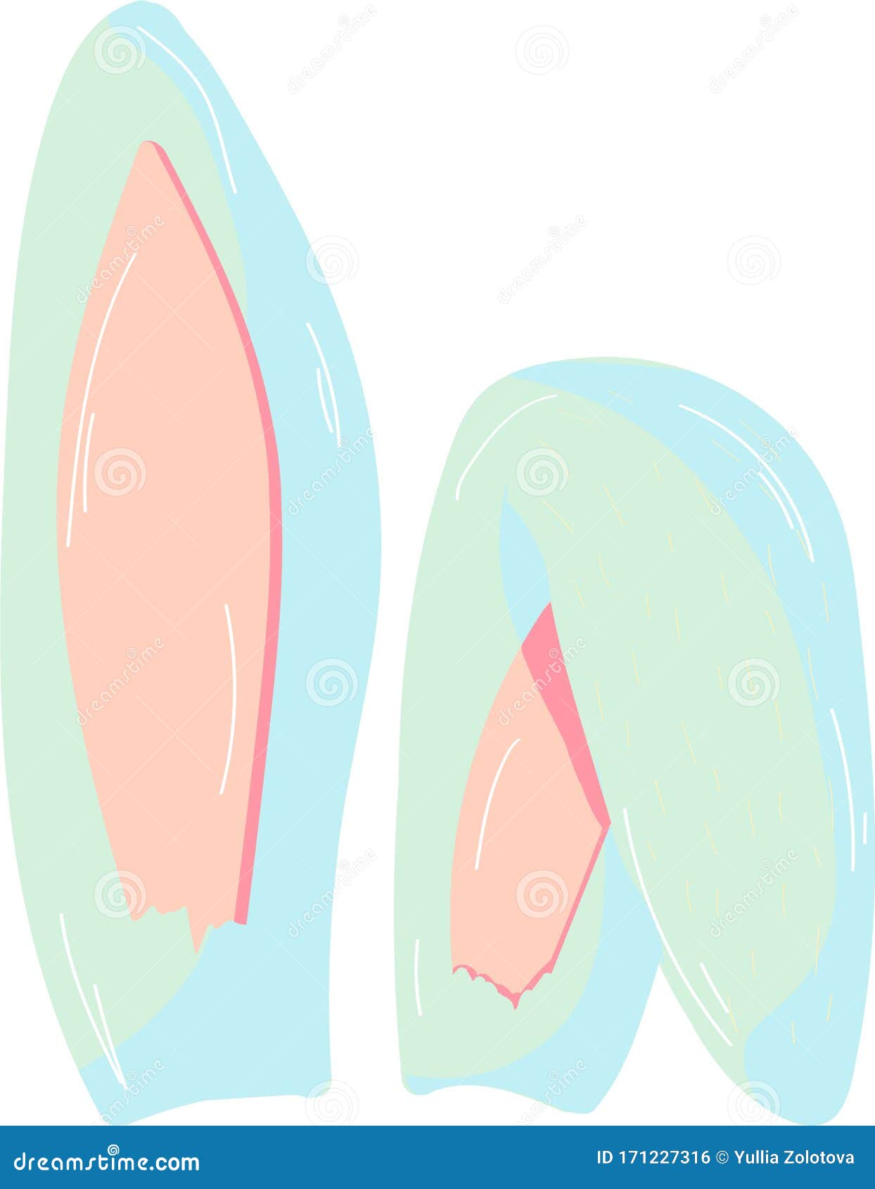 Easter Rabbit Ears. Single Doodle Hand Draw Cute Vector Illustration ...