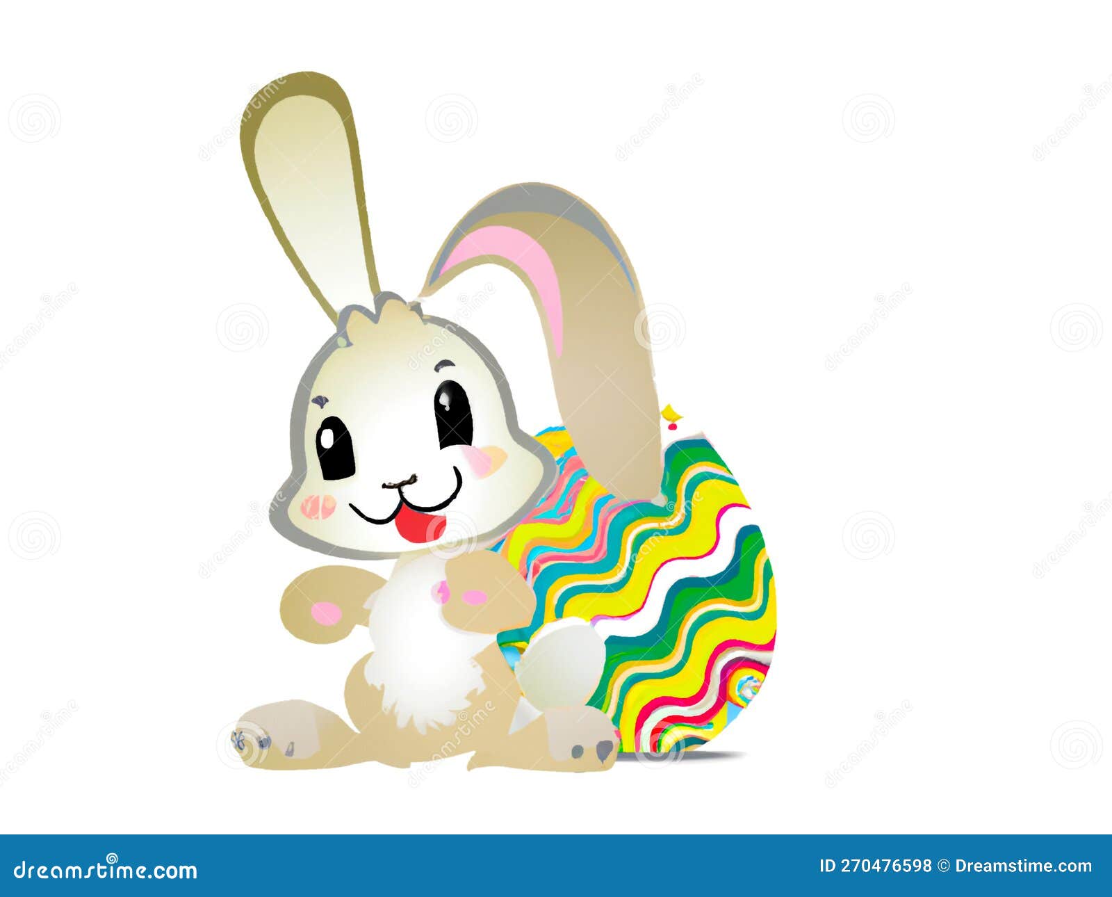 Easter Rabbit, Easter Bunny on White Background – Digital Illustration ...