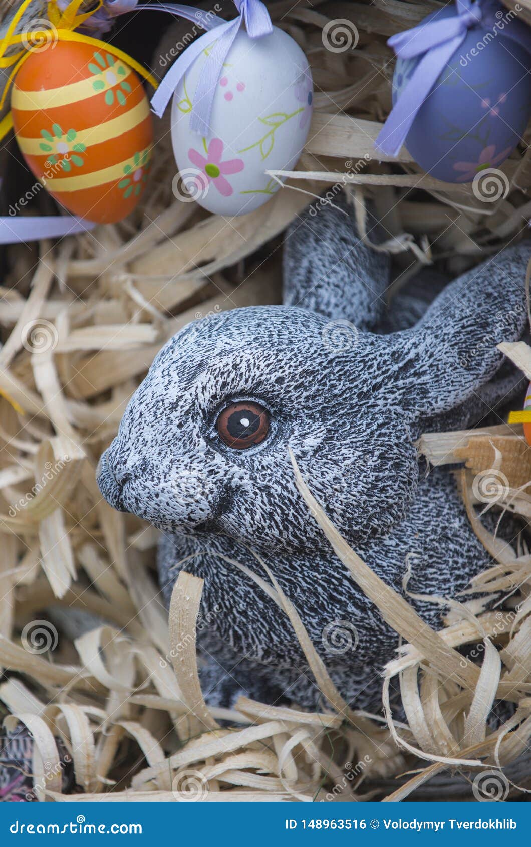 Easter Rabbit with Easter Eggs Stock Photo - Image of hare, fertility ...
