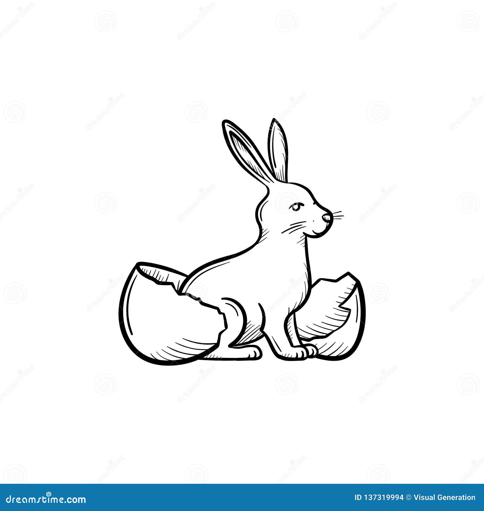 Easter Rabbit in the Egg Head Hand Drawn Outline Doodle Icon. Stock ...