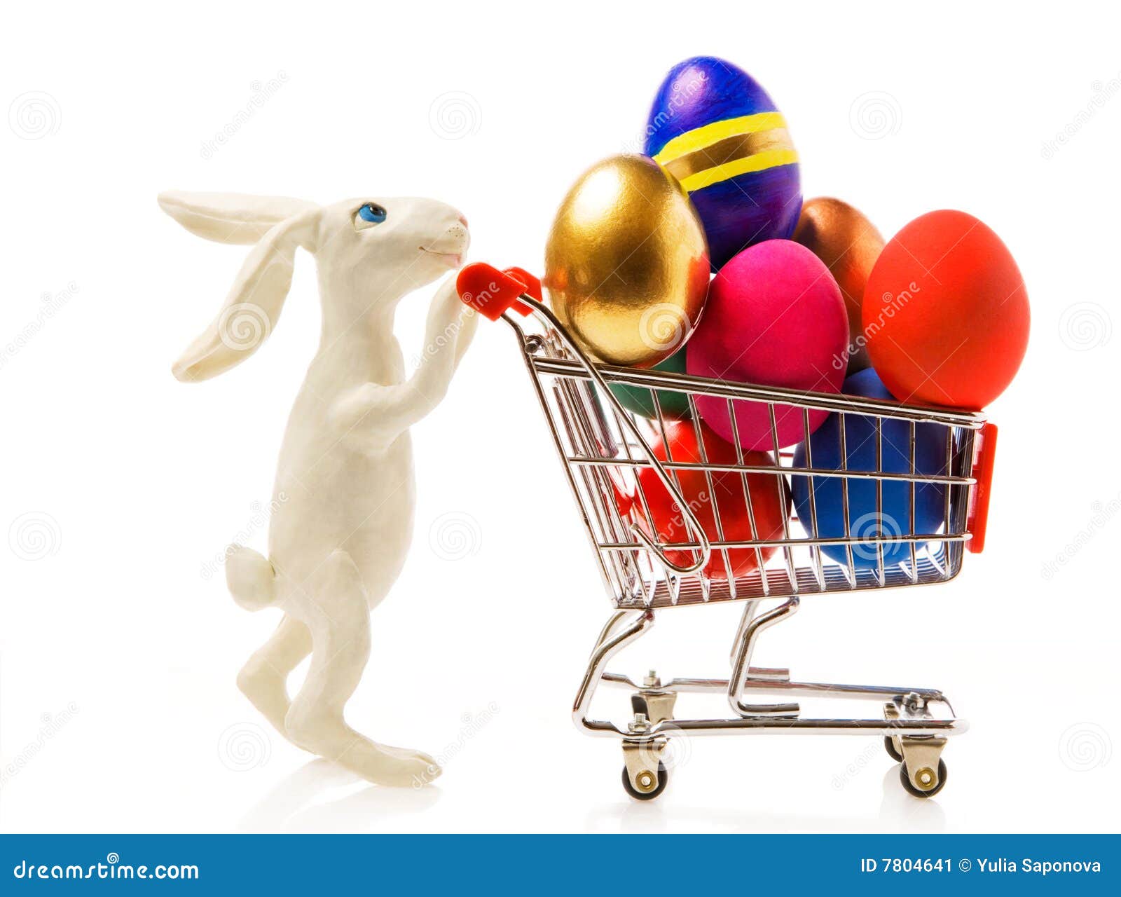 Easter Rabbit With Eggs In The Cart Royalty-Free Stock Photo ...