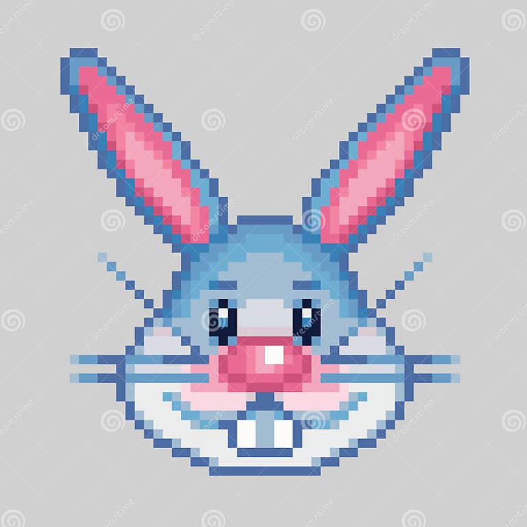Easter Rabbit Head Pixel Art Style Vector Stock Vector - Illustration ...