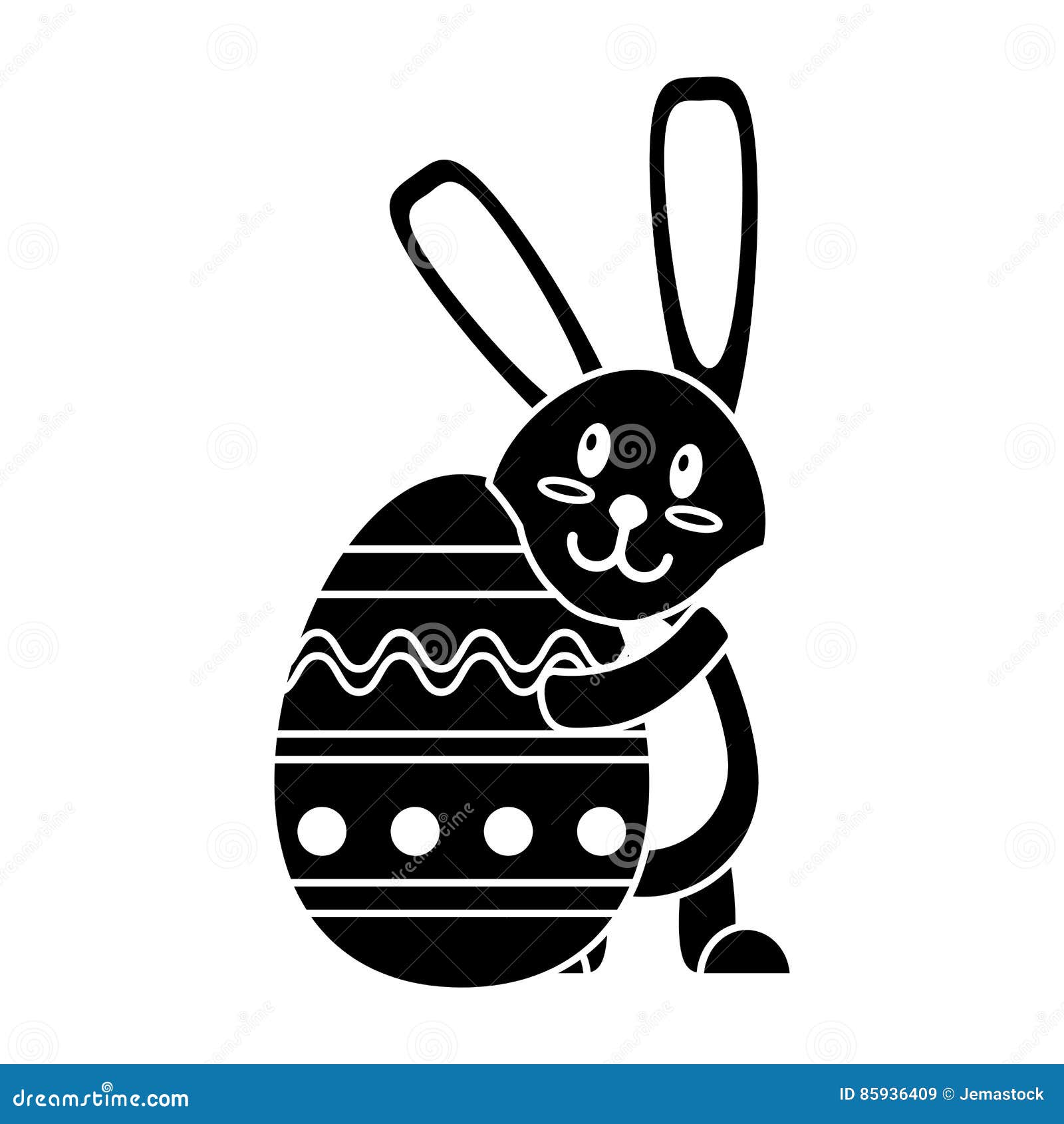 Easter Rabbit Hugging Egg Pictogram Stock Vector - Illustration of ...