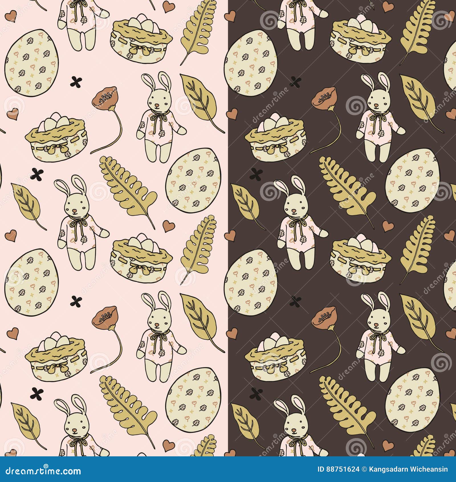 Easter Rabbit Illustration Doodle Vector Pattern. Stock Vector ...