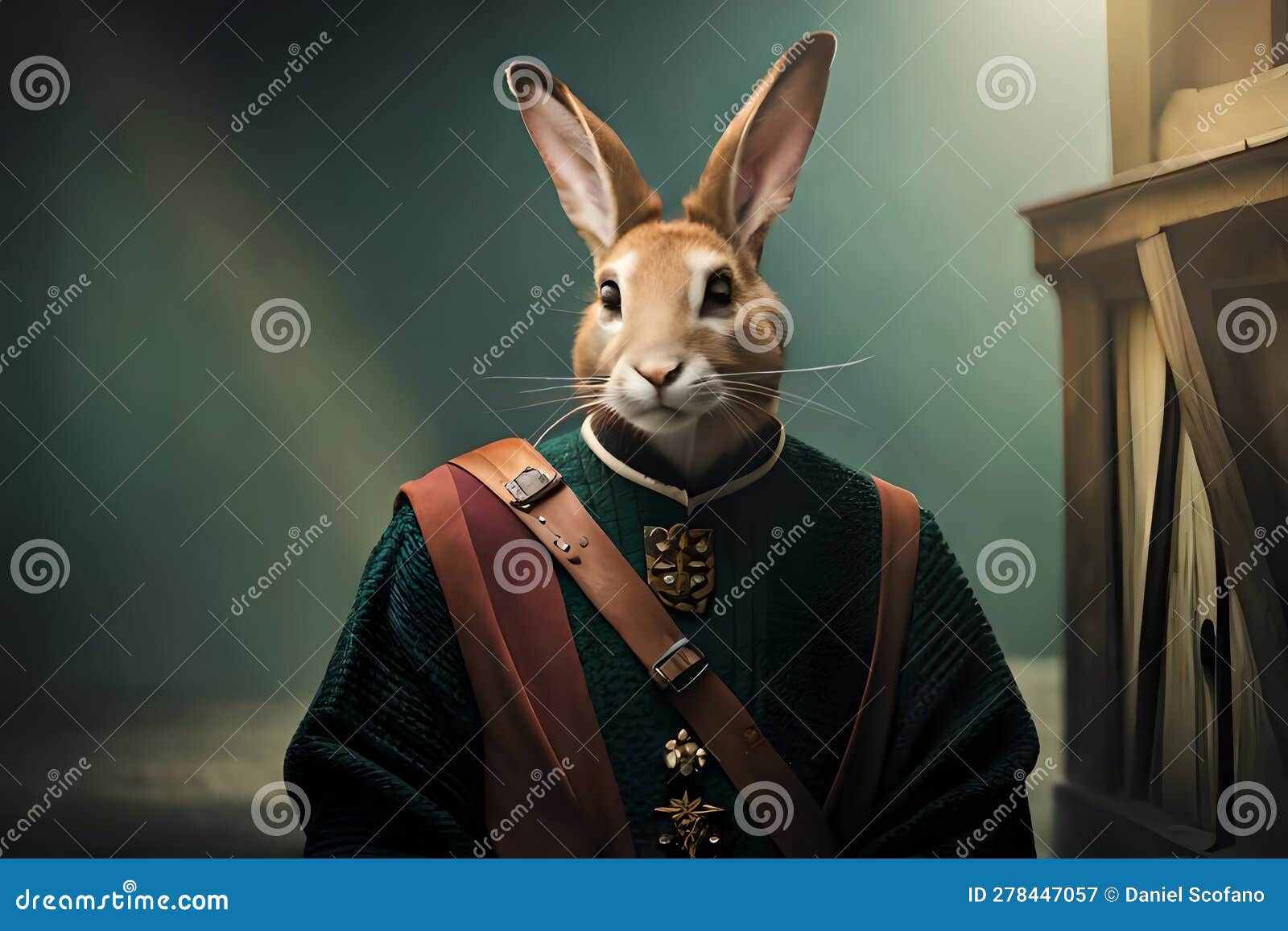 Easter Rabbit Portrait. Easter Bunny Medieval Portrait Stock ...