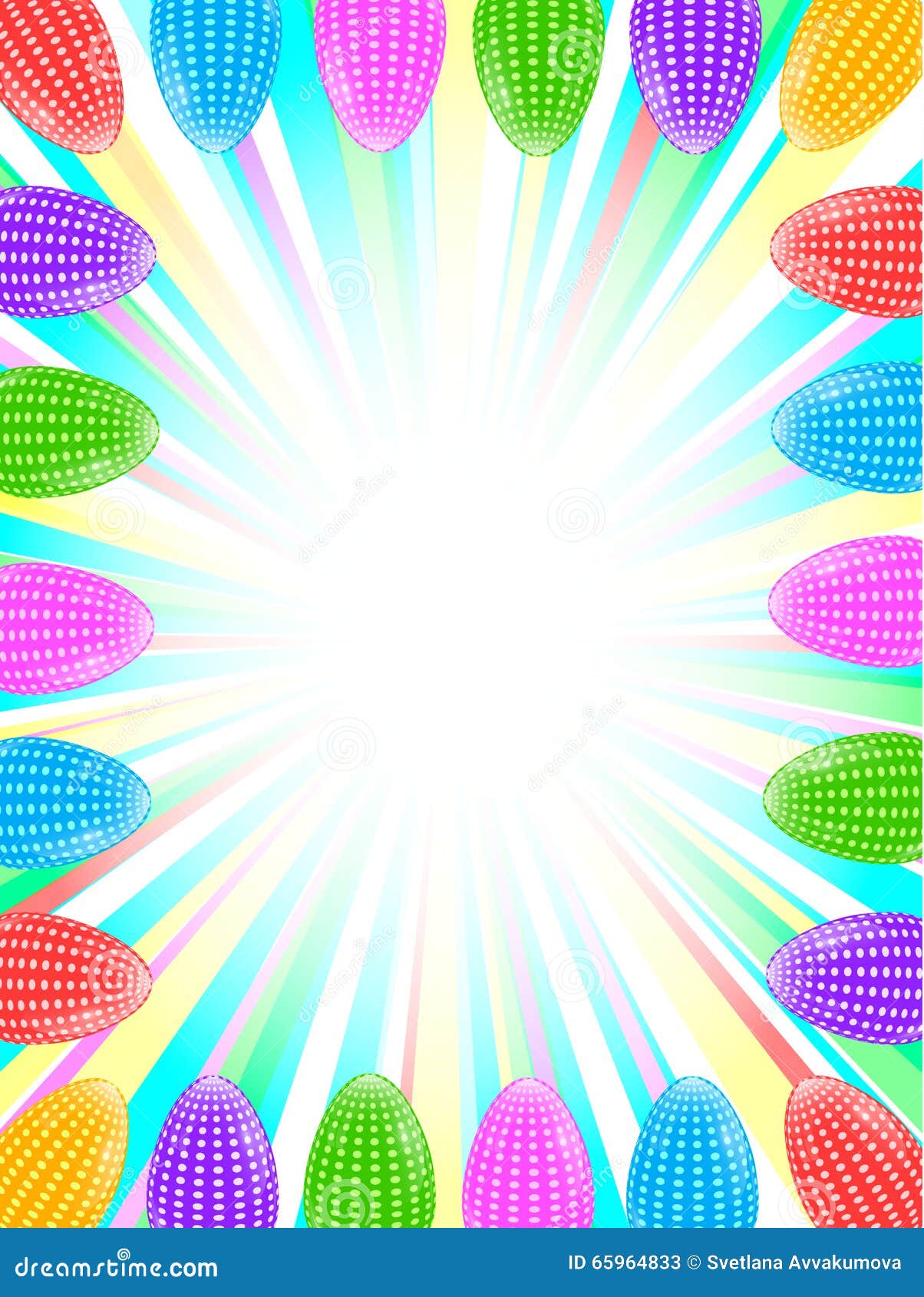 Easter Rectangular Vertical Frame. Easter Eggs with Polka Dots Stock ...