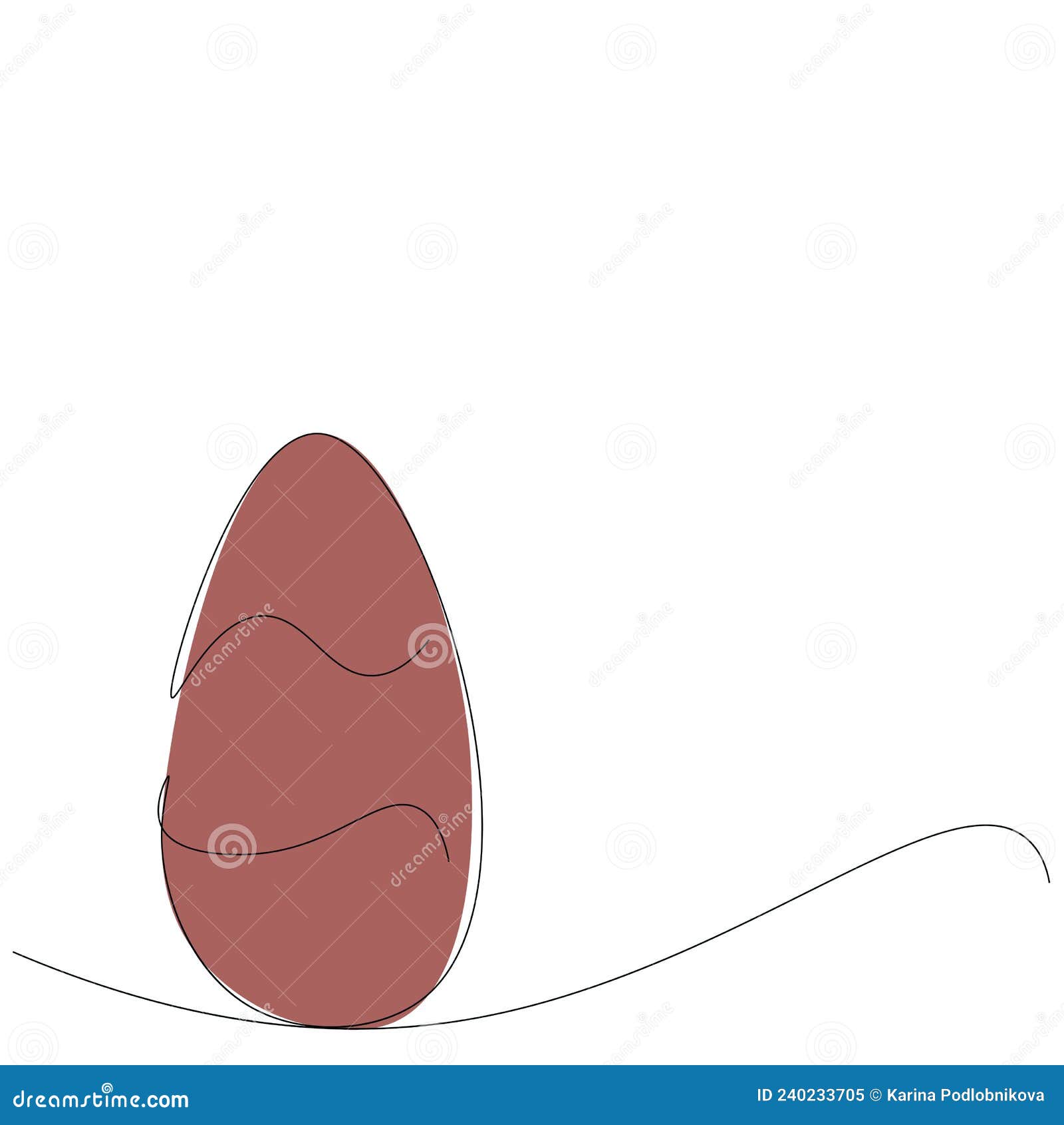 Easter Red Egg Line Draw, Vector Illustration Stock Vector ...