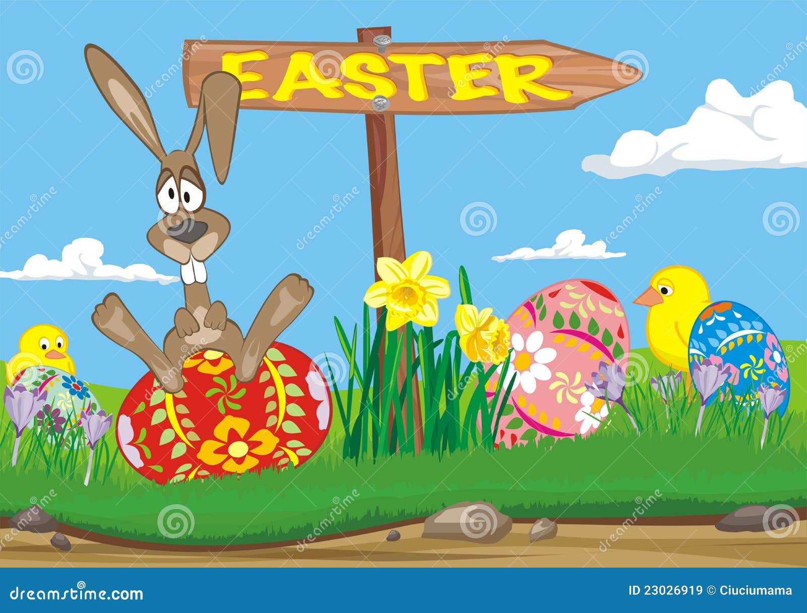 Easter - road sign stock vector. Illustration of flower - 23026919