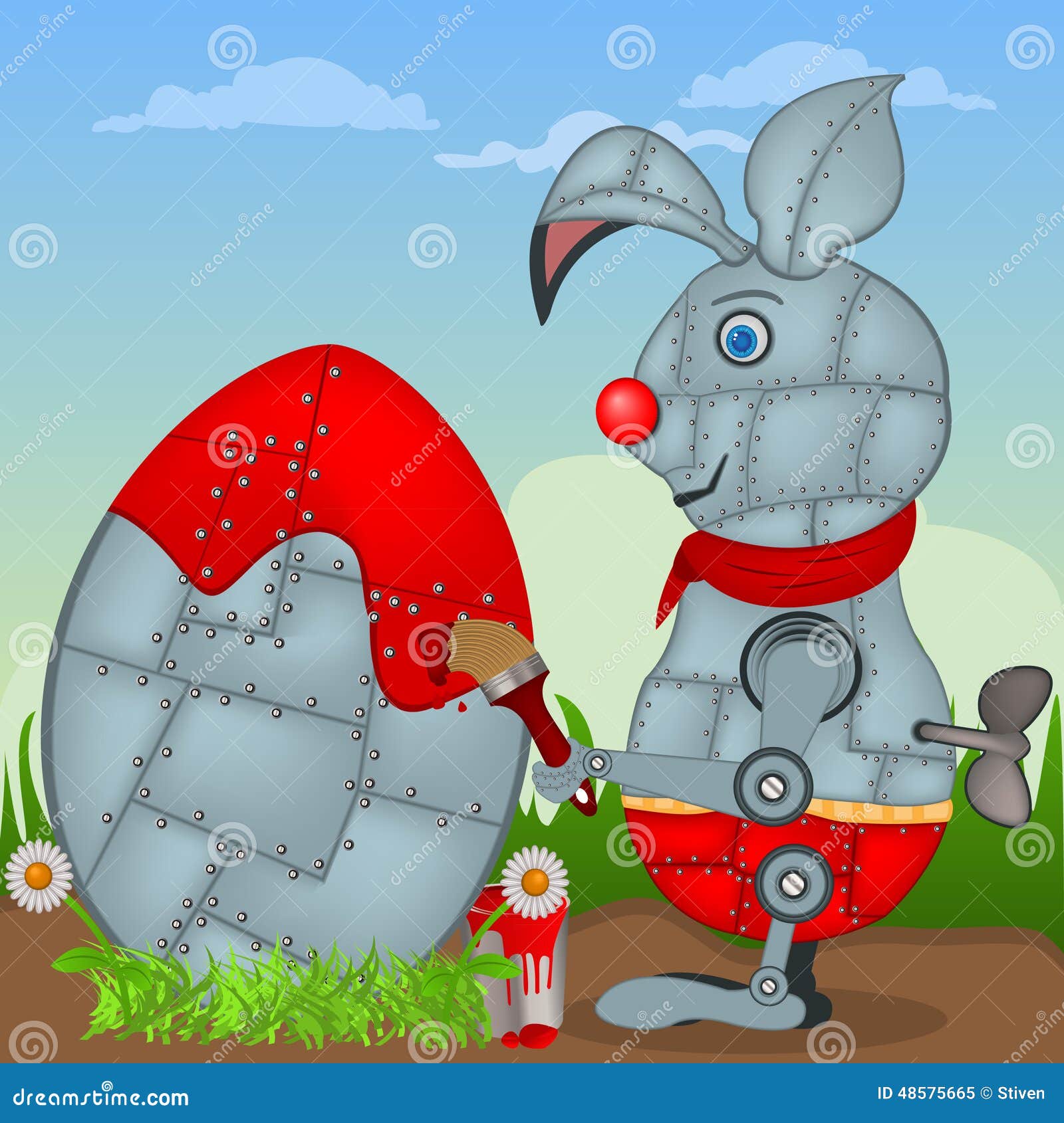 Easter robo-rabbit stock vector. Illustration of painting - 48575665