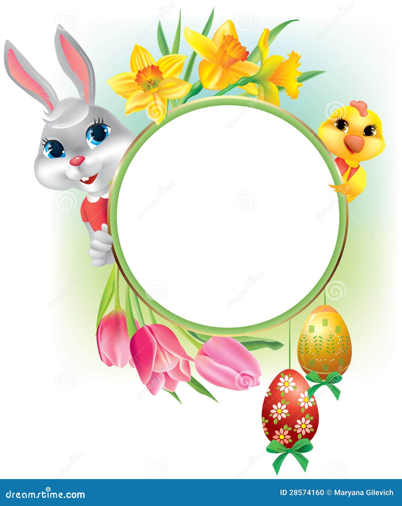 Easter round frame stock vector. Illustration of emotion - 28574160