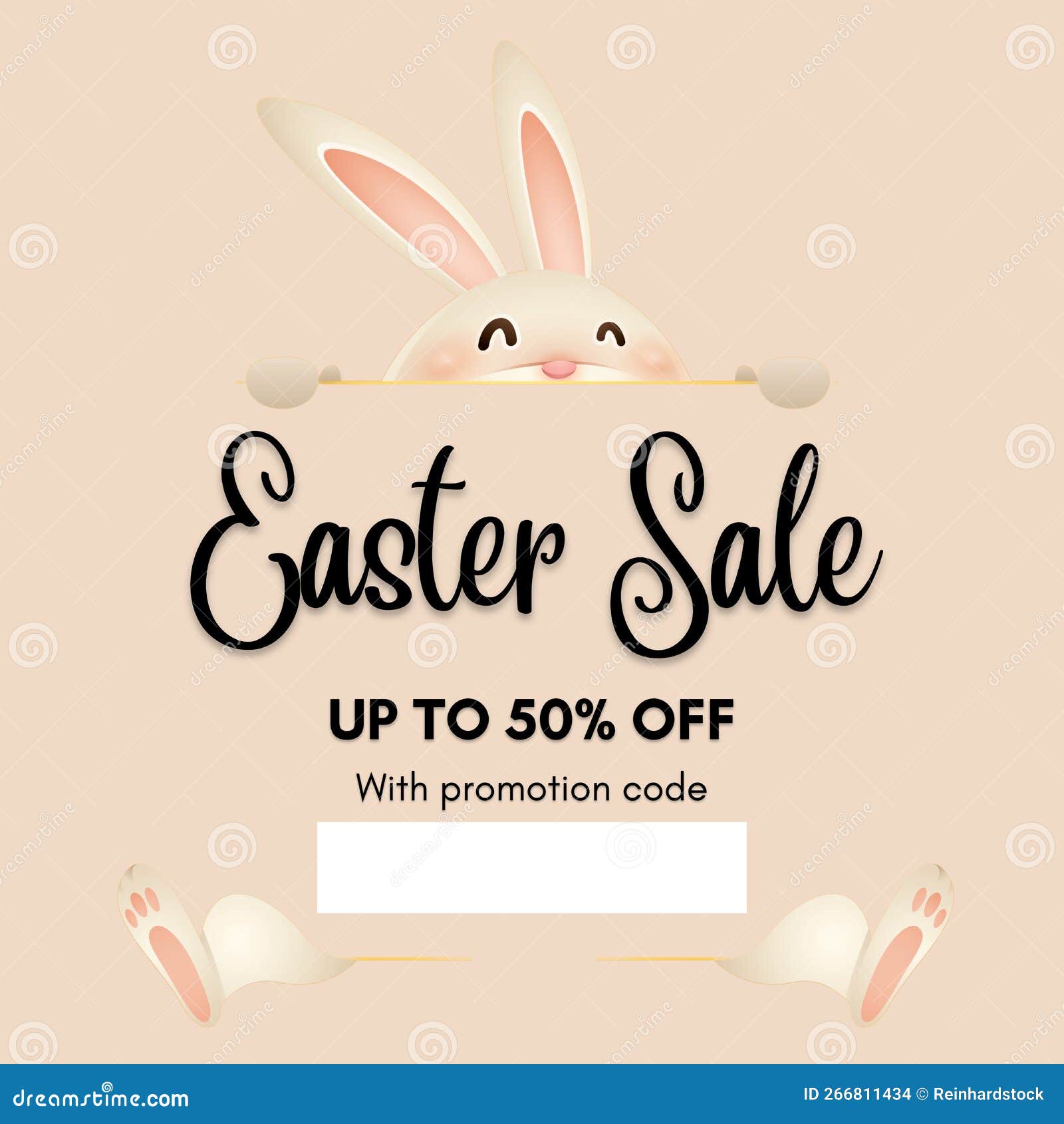 Easter Sale Popup Ads with Bunny`s Ear and Easter Eggs in Grass on Pink ...