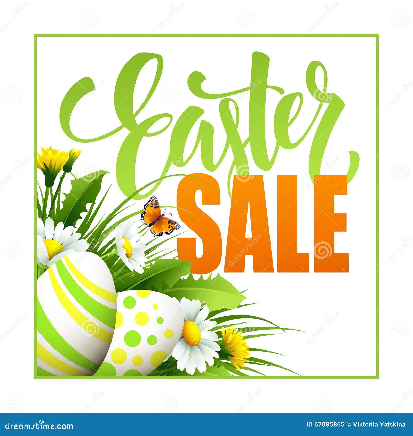 Easter Sale Background with Eggs and Spring Flower. Vector Illustration ...