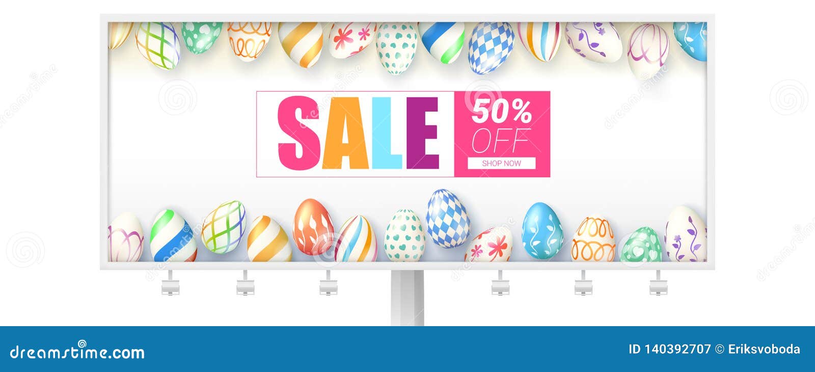 Easter Sale. Billboard with Design of Handwritten Text and Easter Eggs ...