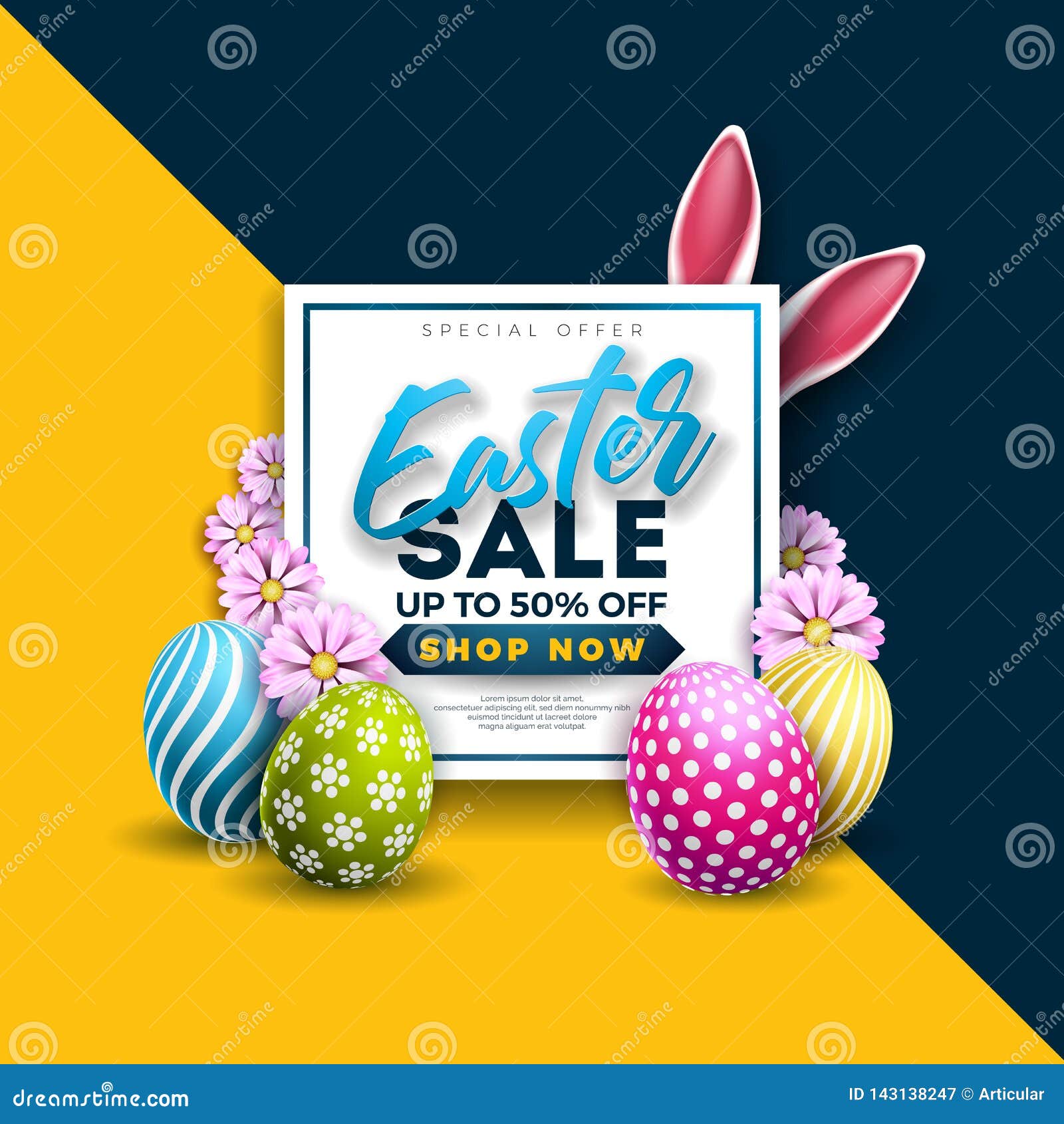 Easter Sale Illustration with Color Painted Egg and Typography Element ...
