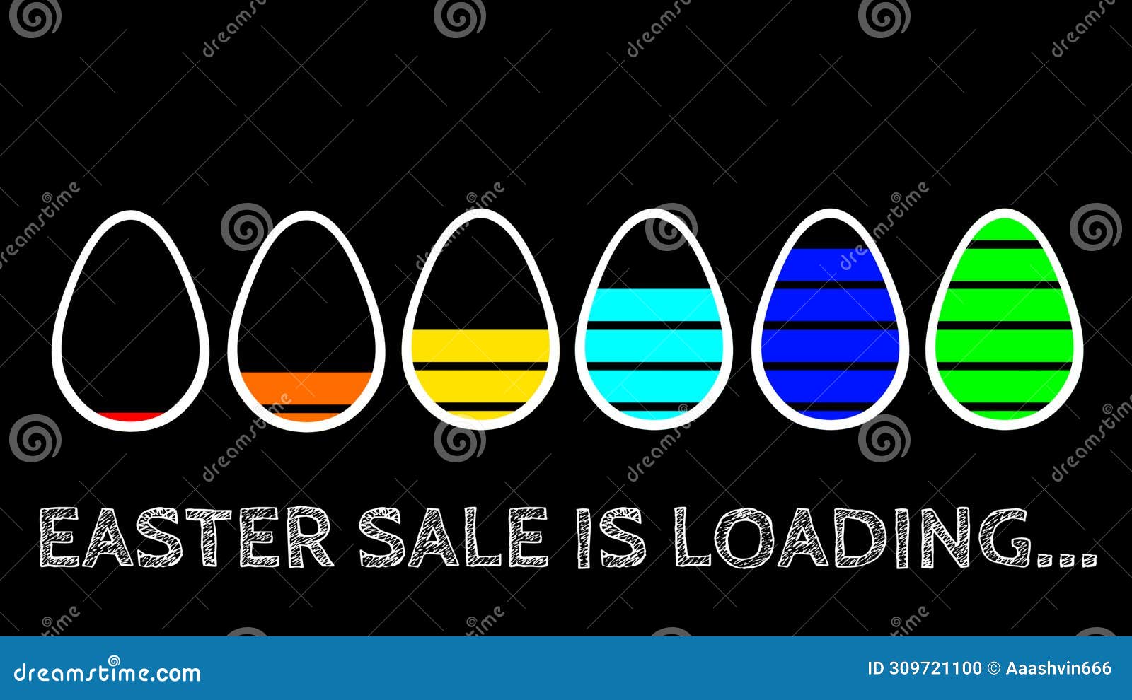 Easter Sale is Loading Sign on Black Screen with Colorful Easter Egg ...
